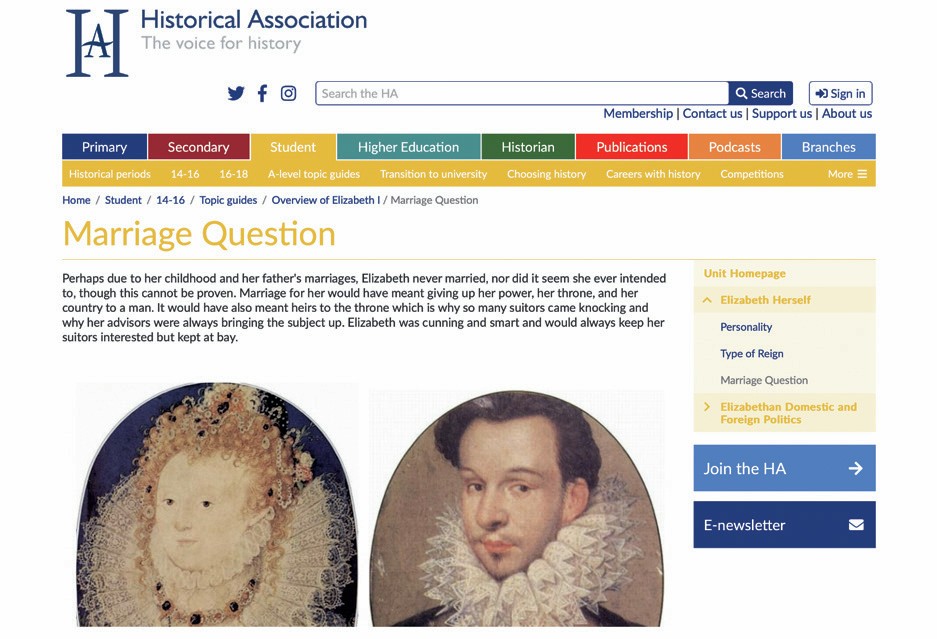Online: Elizabeth I - Hodder Education Magazines